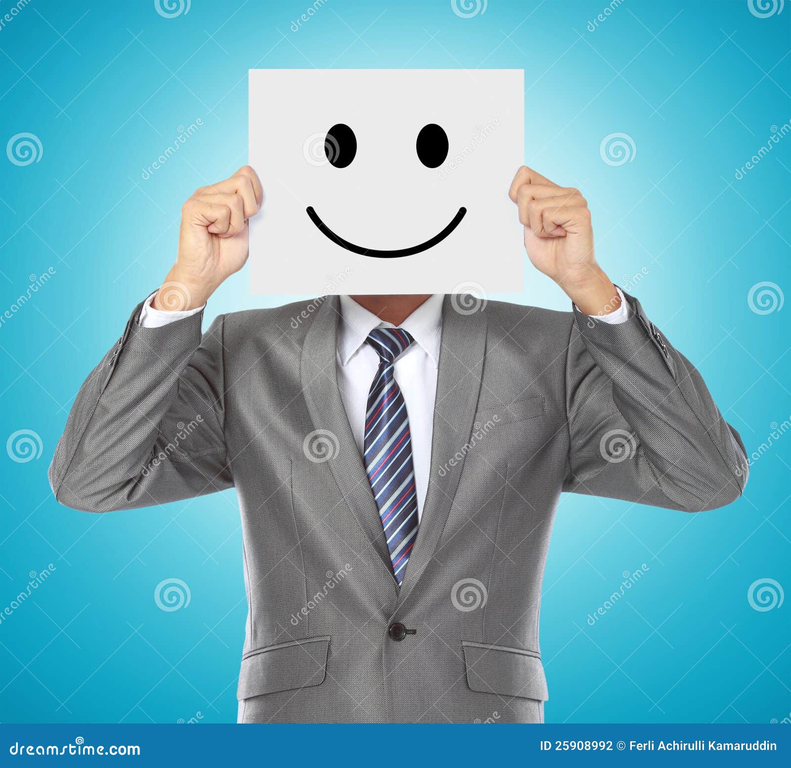 Businessman with Smiling Mask Stock Photo - Image of businessman ...