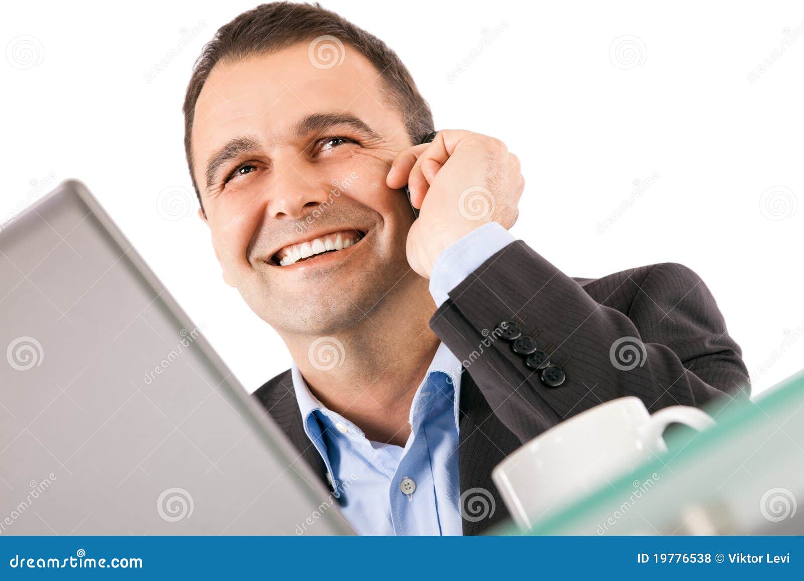 Businessman smiling phone stock photo. Image of success - 19776538