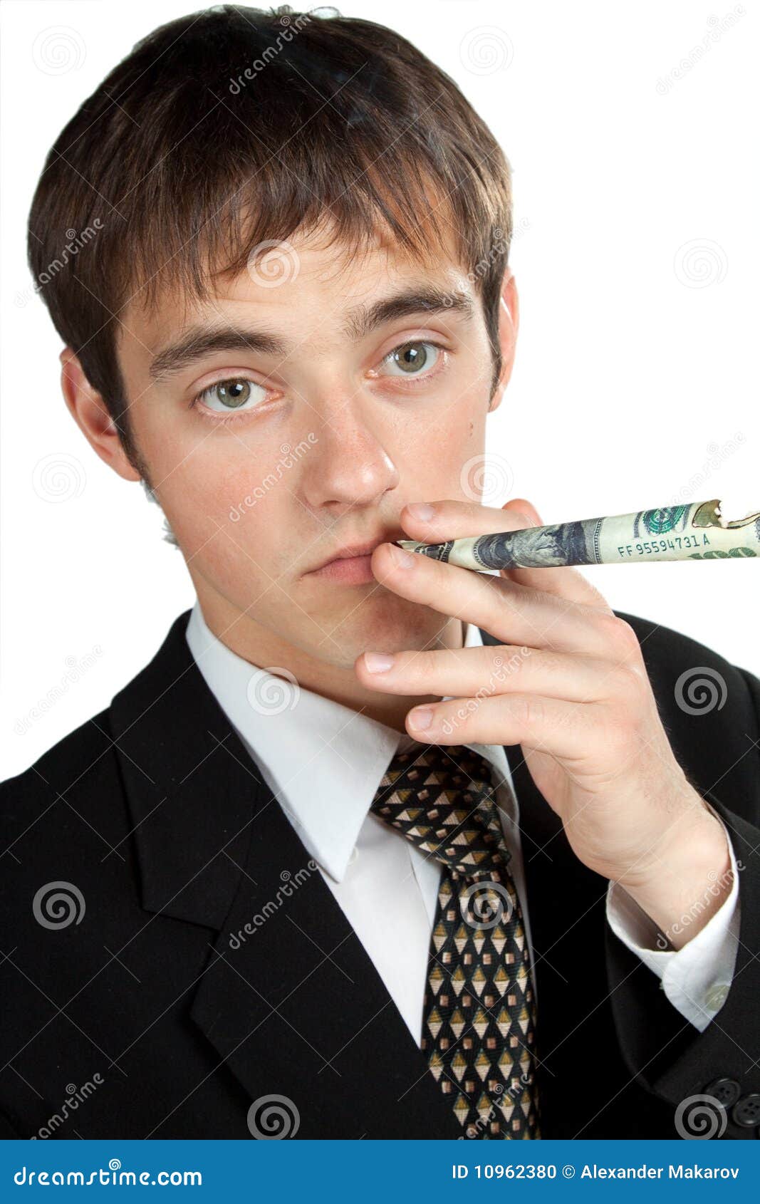 Businessman is Smoking Dollar. Stock Photo - Image of smoking ...
