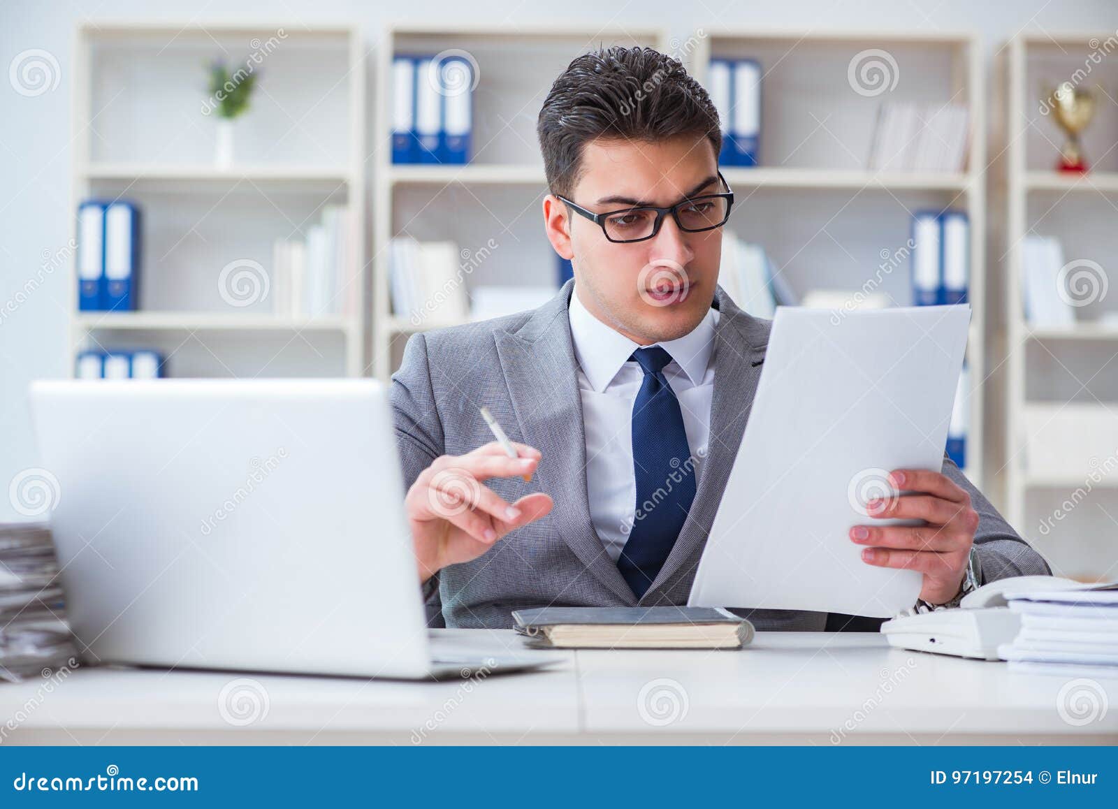 The Businessman Smoking in Office at Work Stock Photo - Image of habit ...