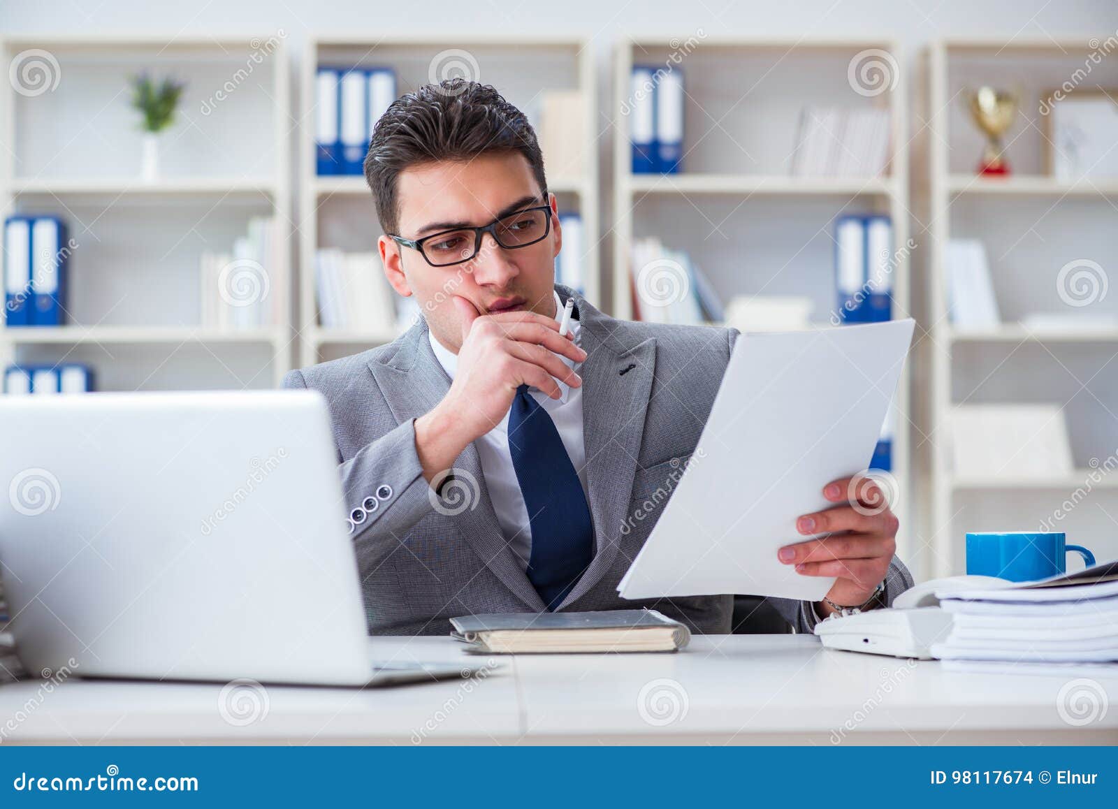 The Businessman Smoking in Office at Work Stock Photo - Image of smoke ...