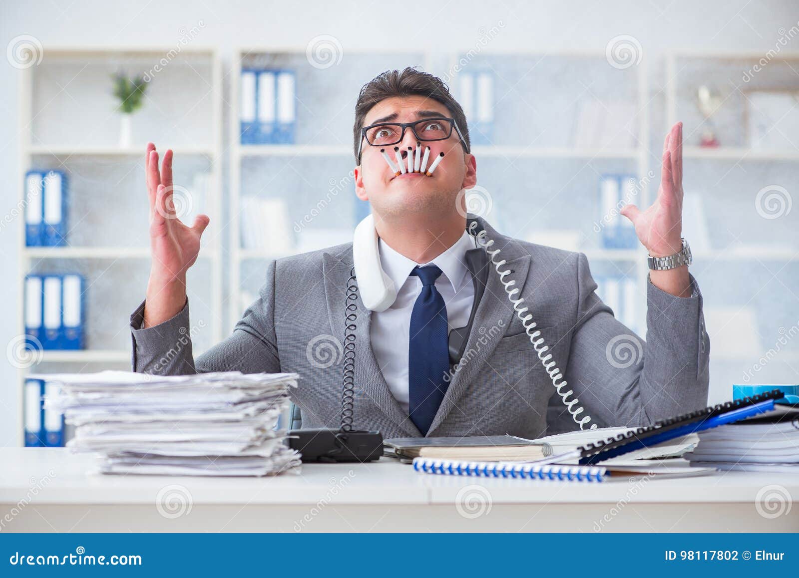 The Businessman Smoking in Office at Work Stock Photo - Image of male ...