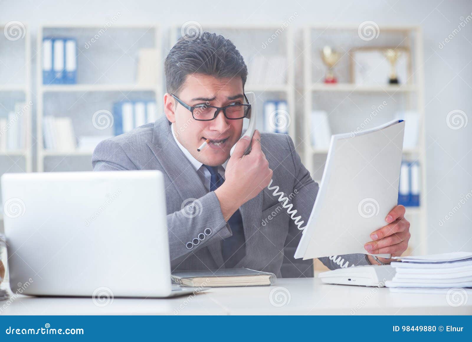 The Businessman Smoking in Office at Work Stock Photo - Image of ...