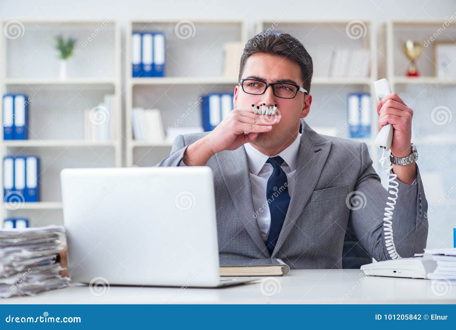 The Businessman Smoking in Office at Work Stock Photo - Image of ...