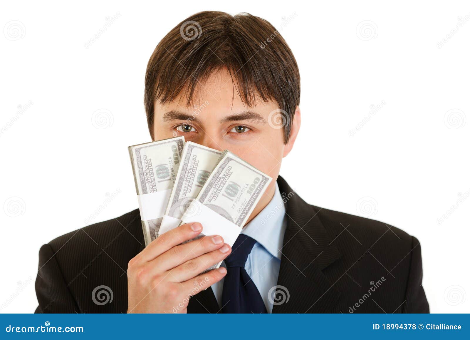 Businessman Sniffing Hundred Dollar Banknote Stock Photo - Image of ...