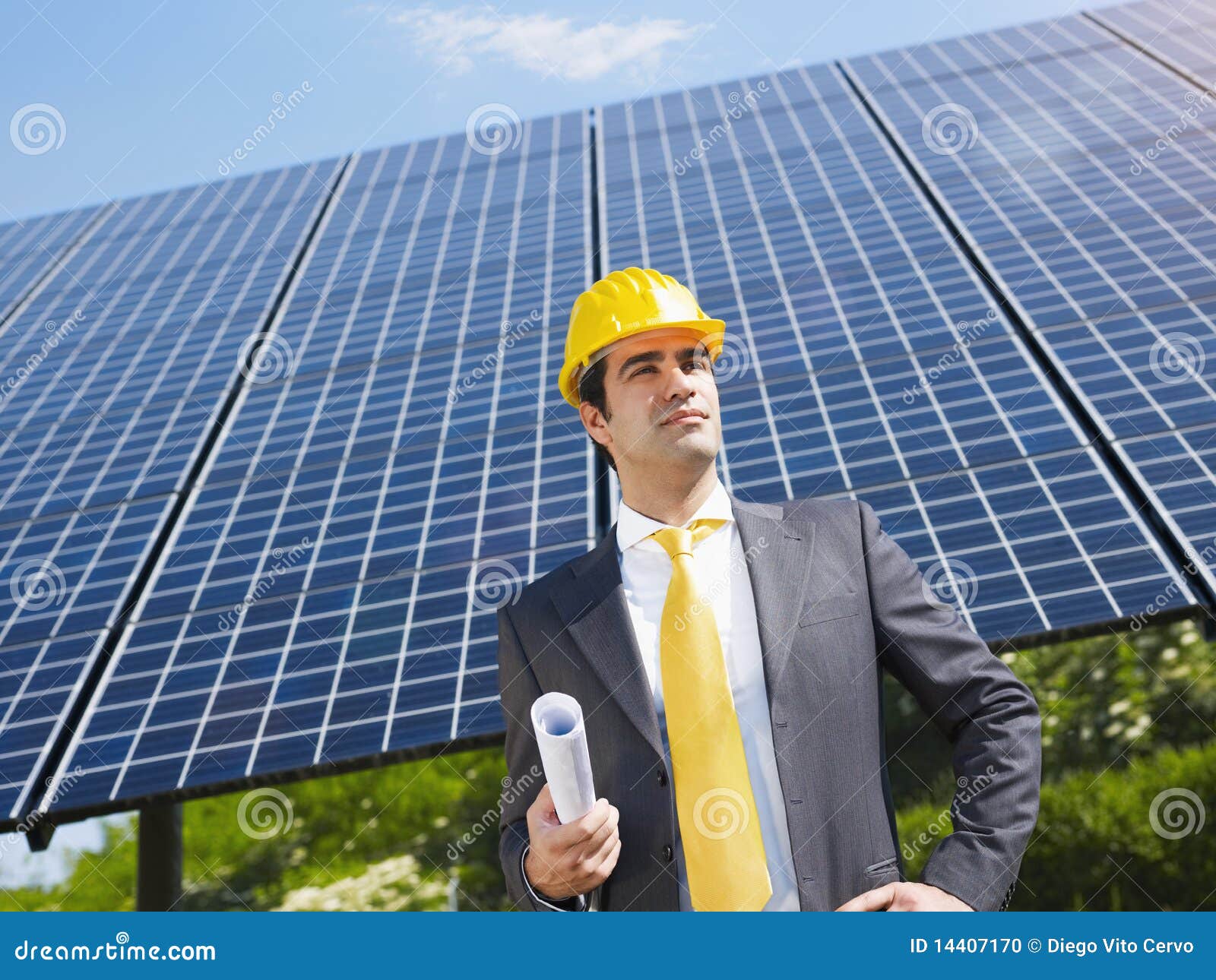 Businessman and Solar Panels Stock Photo - Image of environment ...