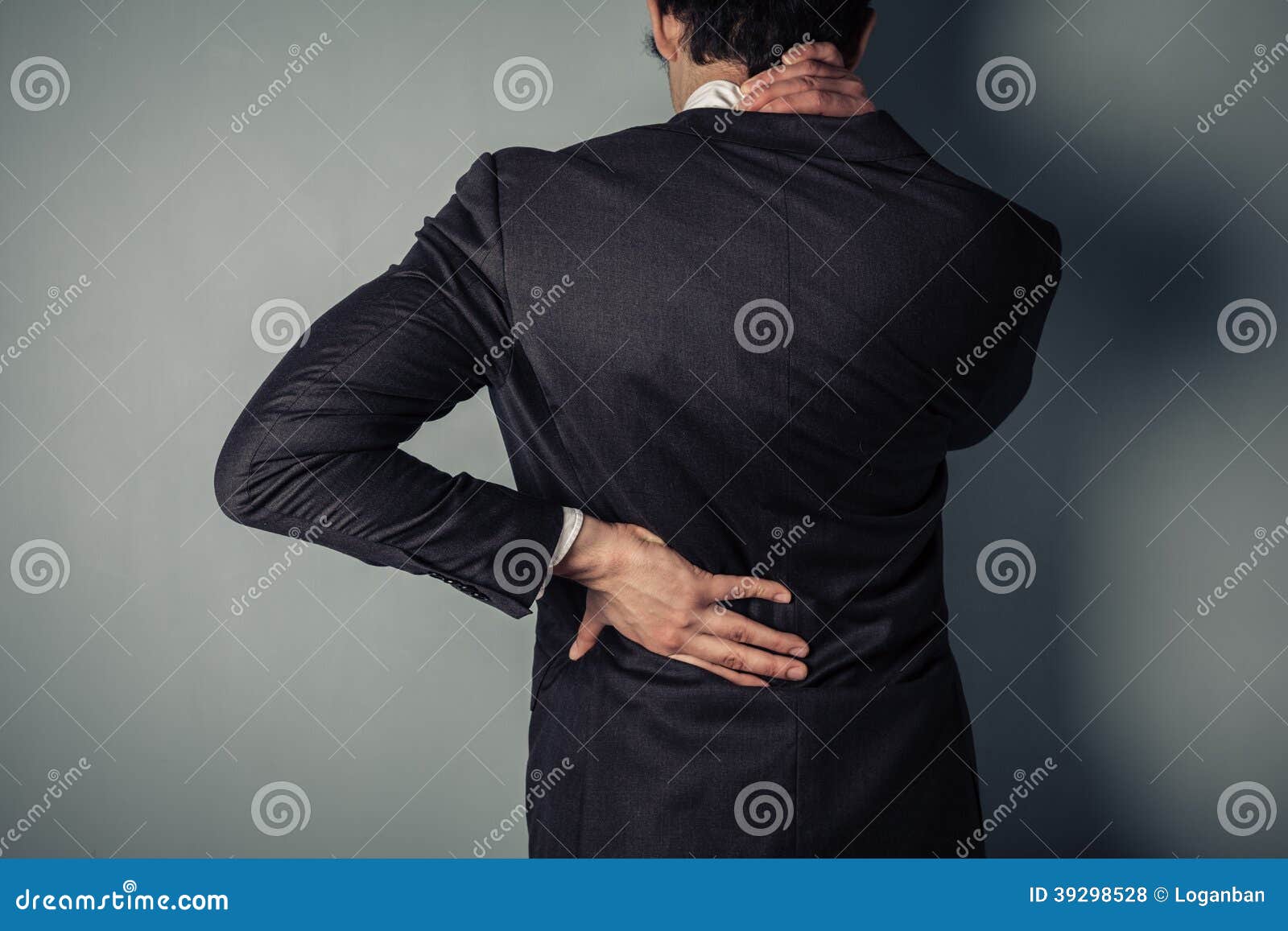 Businessman with Sore Back and Neck Stock Photo - Image of sickness ...