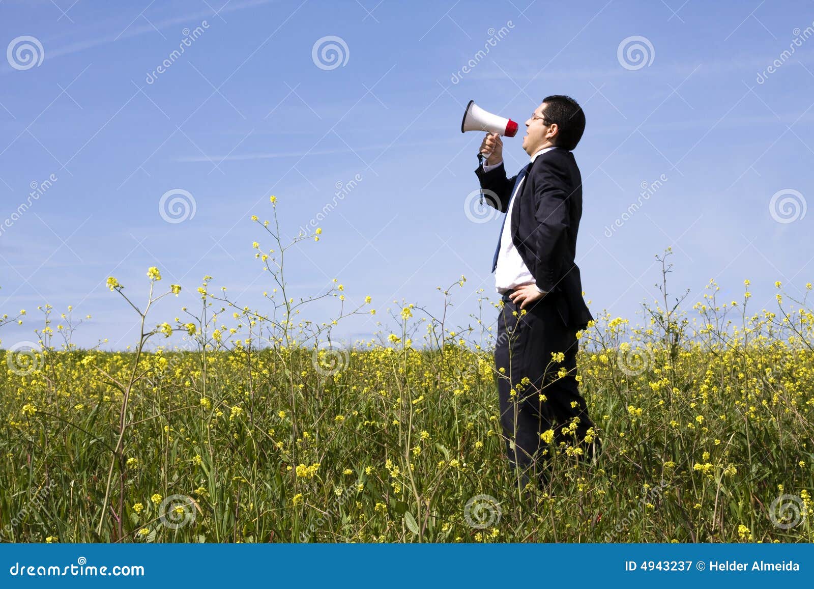 Businessman Speaking with a Megaphone Stock Image - Image of meadow ...