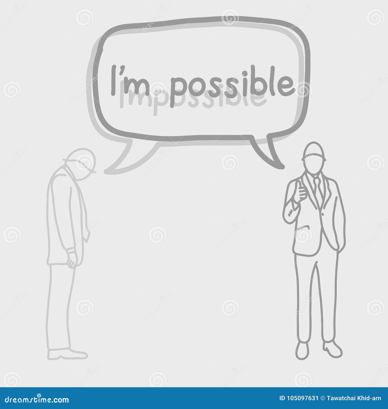 Businessman with Speech Bubble and Impossible and I am Possible Stock ...