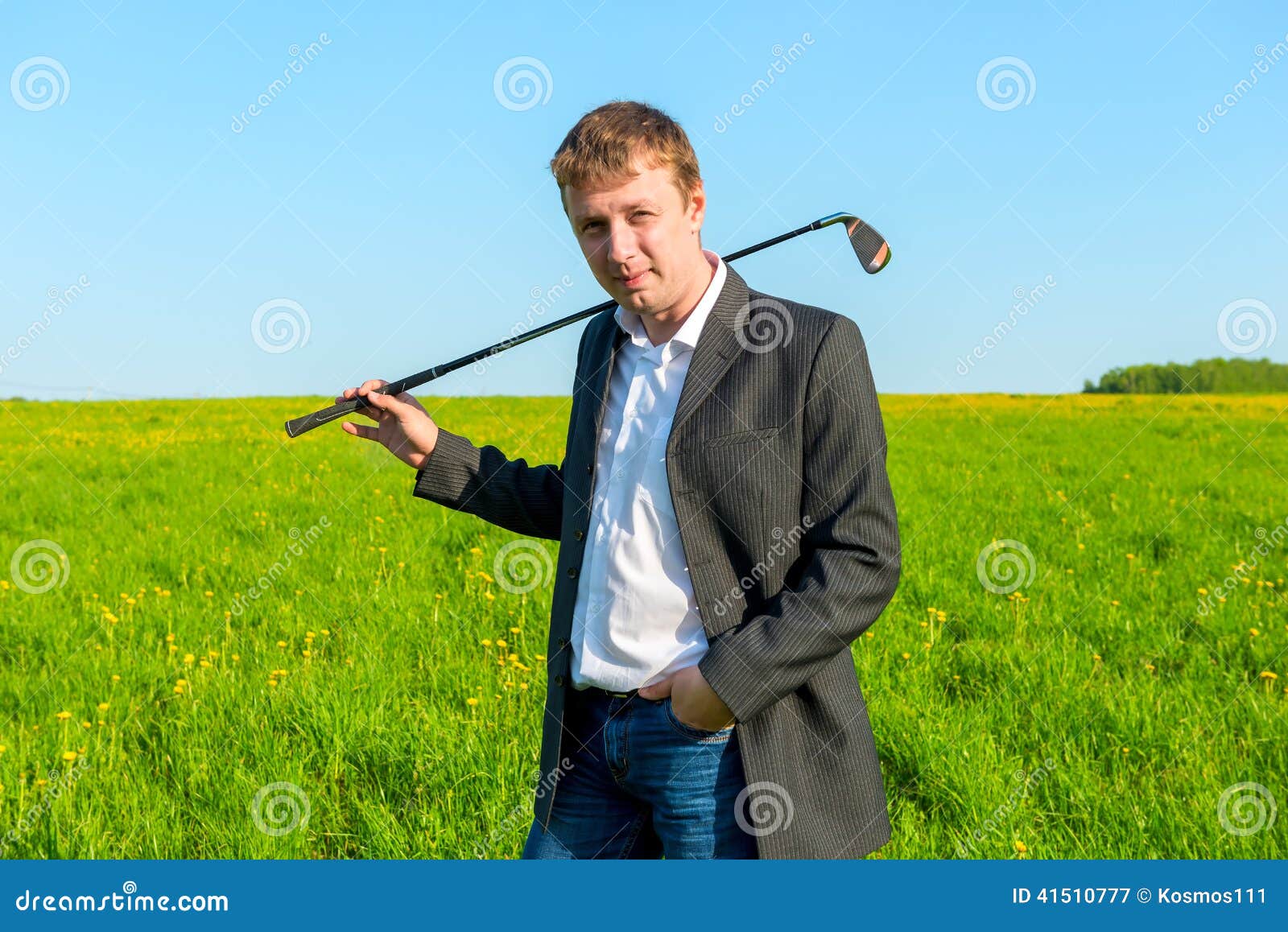Businessman Spends His Free Time Playing Golf Stock Image - Image of ...