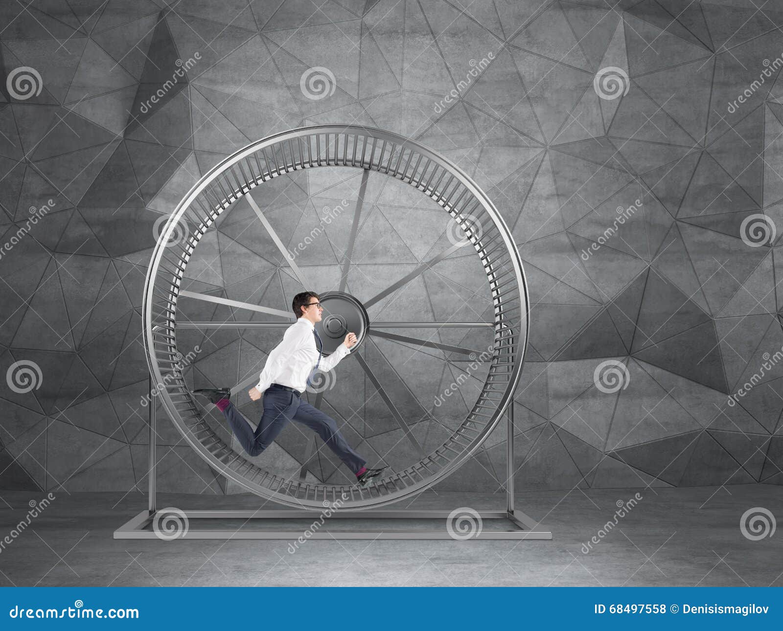 Businessman in Spinning Wheel Stock Photo - Image of male, mechanism ...
