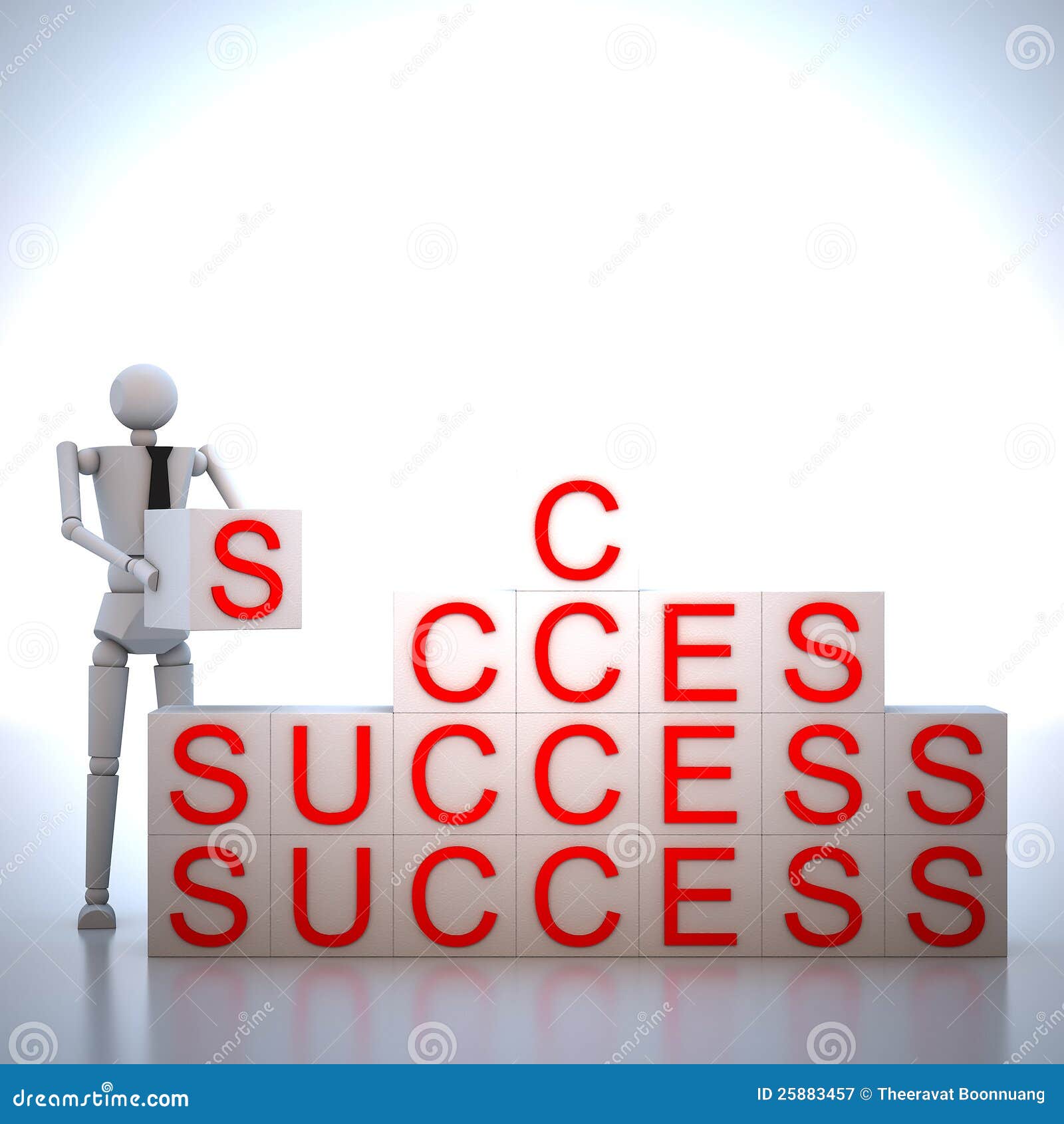 Businessman Stacking Alphabet Cube To Success Stock Illustration ...