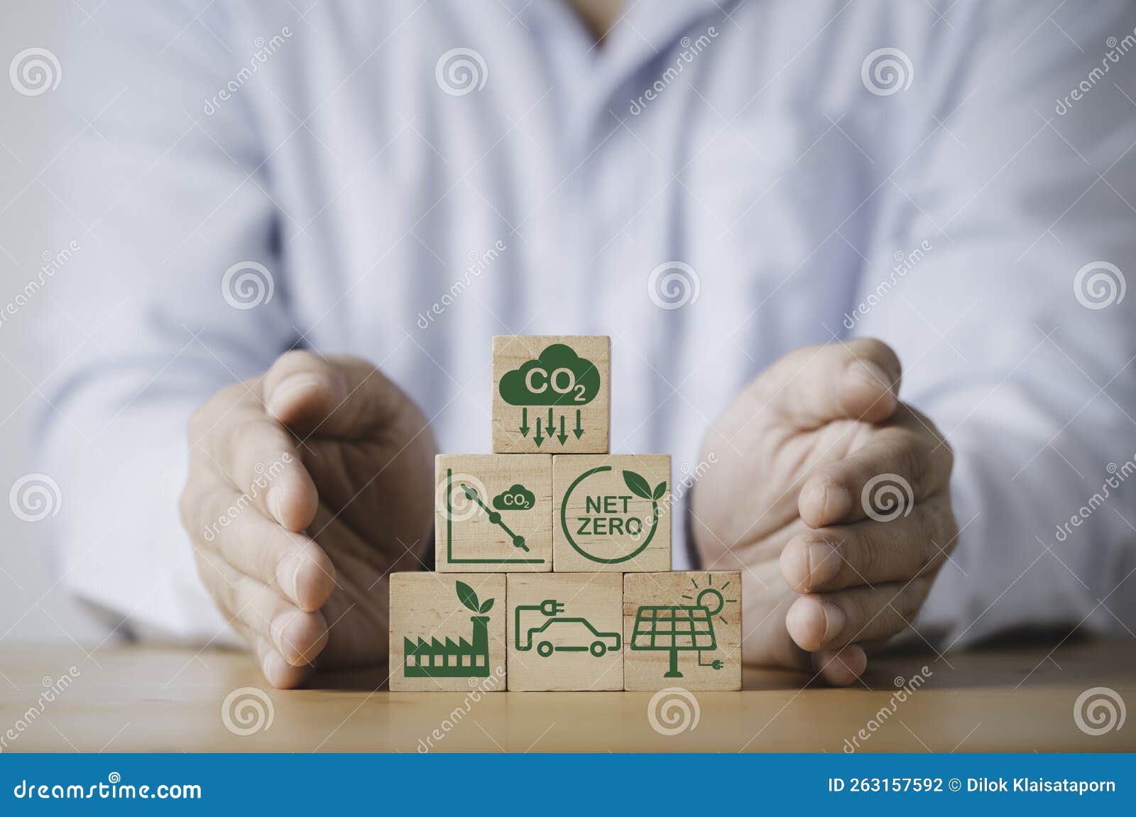 Businessman Stacking CO2 Reducing ,Recycle ,Green Factory Icon for Decrease CO2 , Carbon ...
