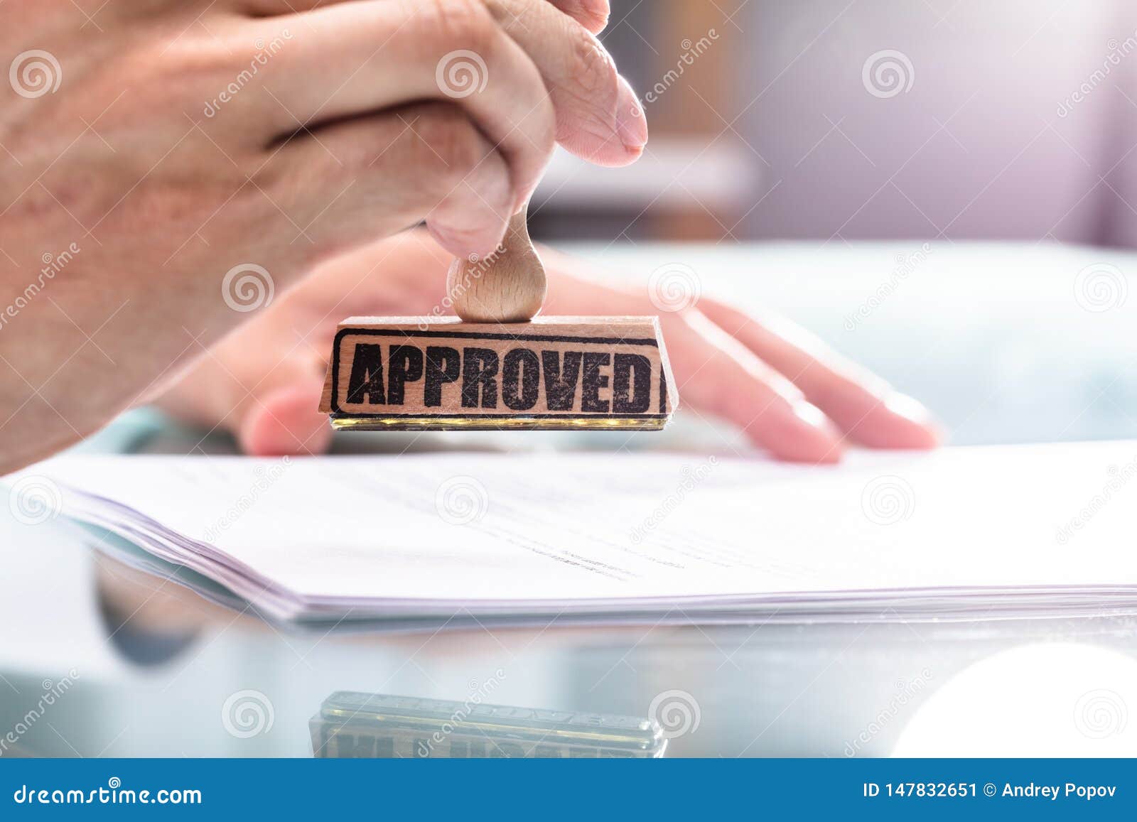 Businessman Stamping Approved on Document Stock Image - Image of ...