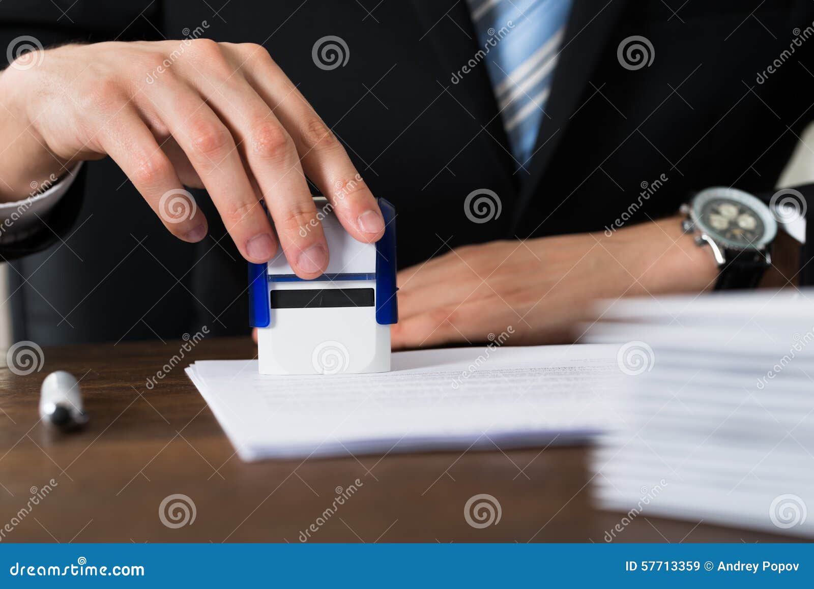 Businessman Stamping Contract Paper Stock Image - Image of desk ...