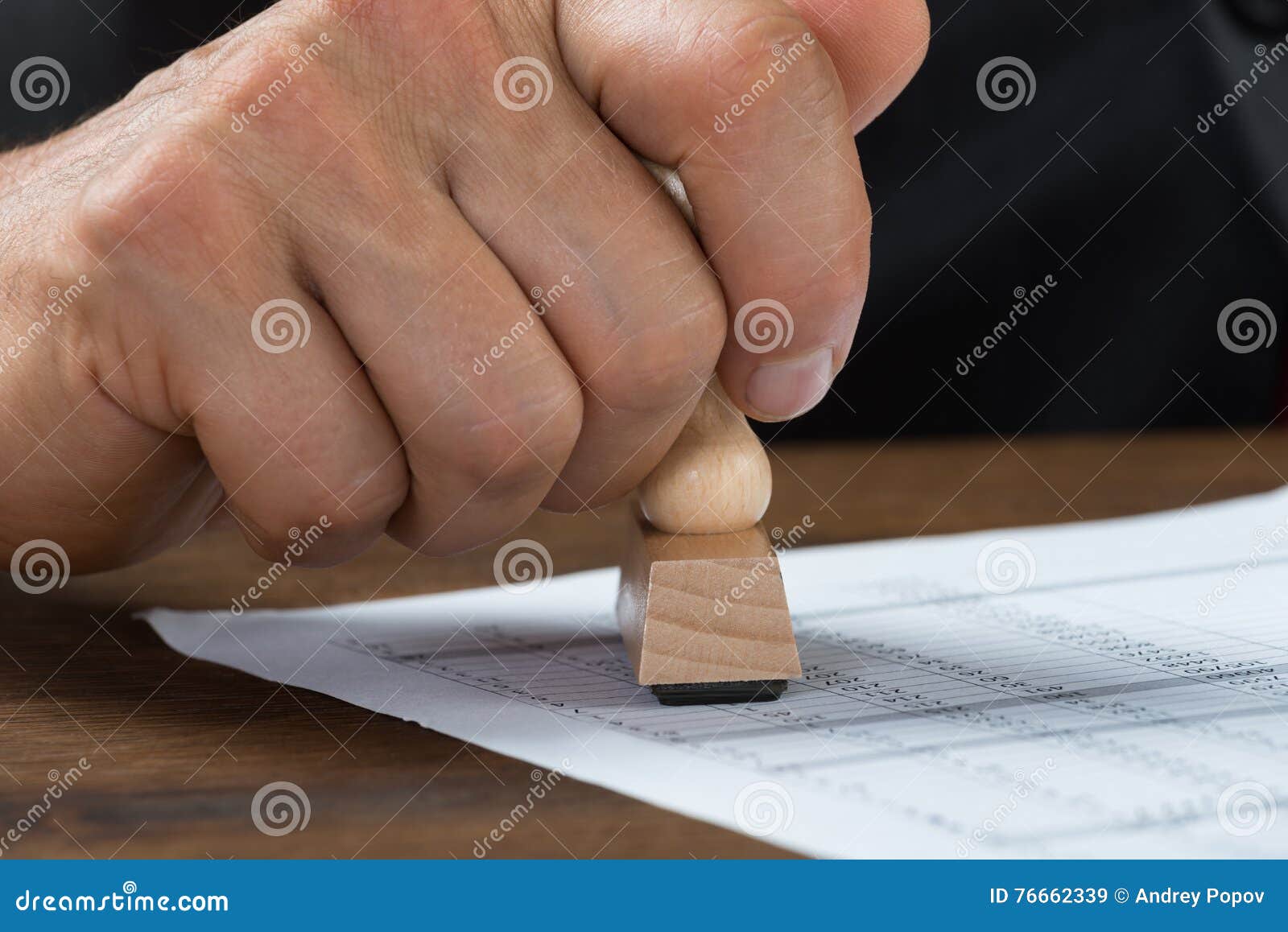 Businessman Stamping Document at Desk Stock Image - Image of ...