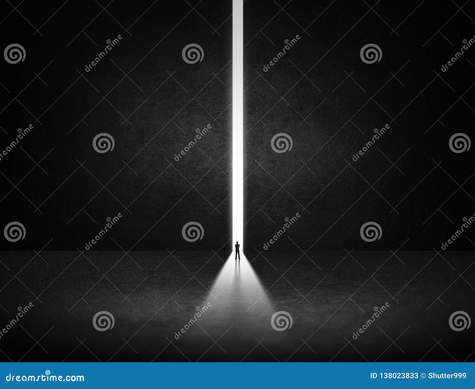 Businessman Stand at the Exit Way with Light in the Dark Stock Image ...