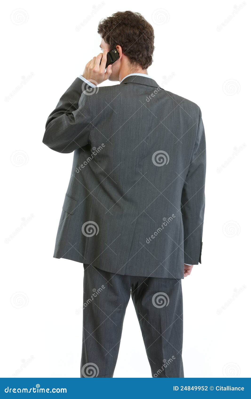 Businessman Standing Back and Speaking Mobile Stock Photo - Image of ...