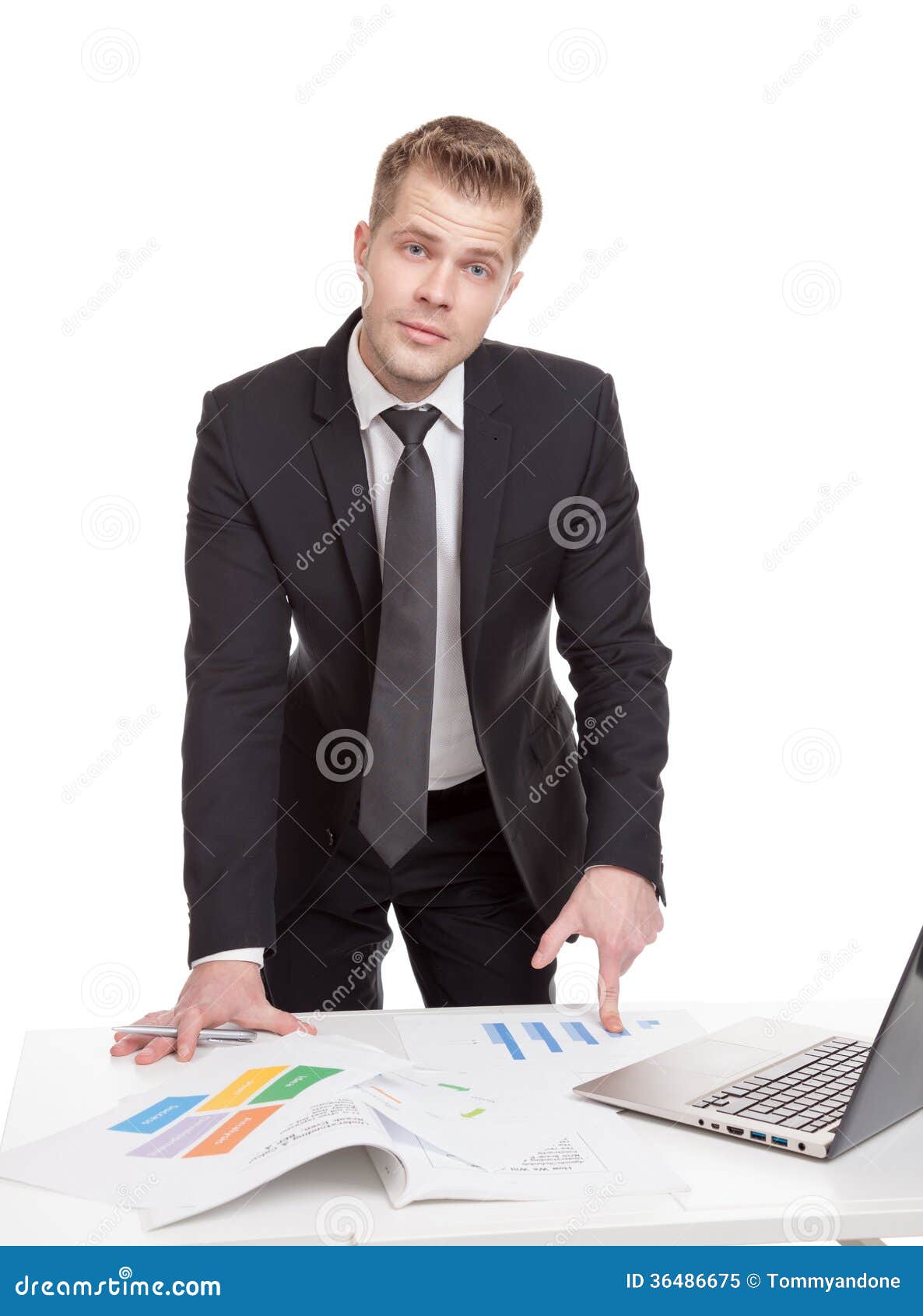 Businessman Standing Behind the Office Desk Stock Image - Image of ...