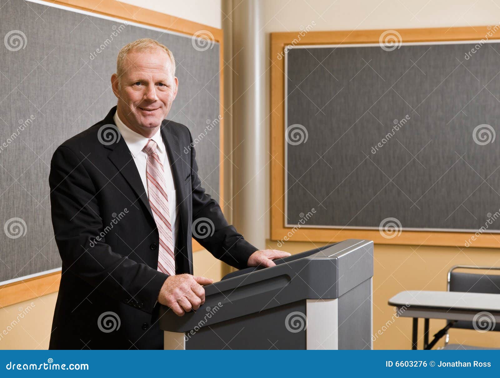 Businessman Standing Behind Podium Stock Photo - Image of presentation ...