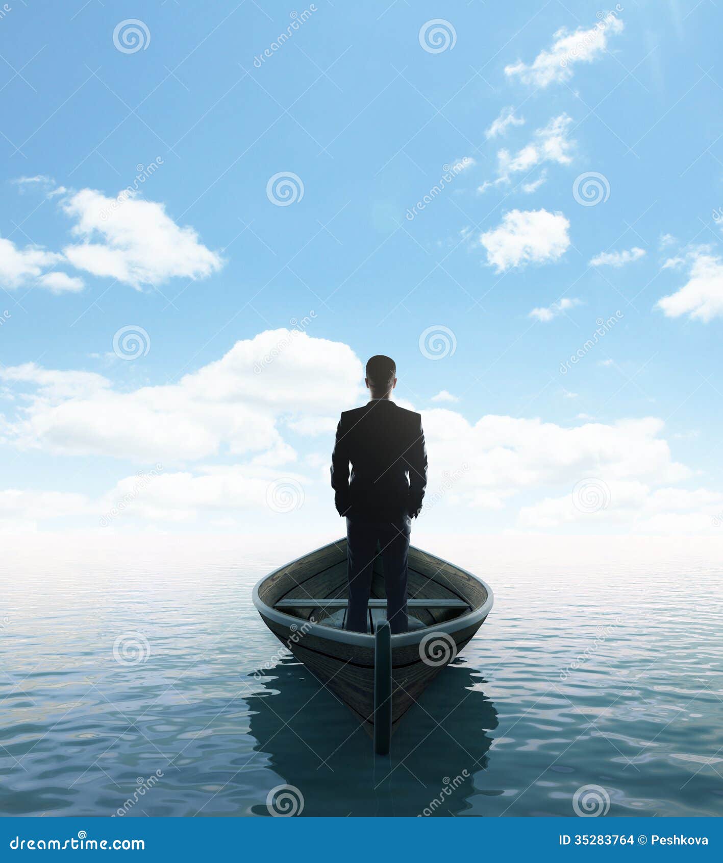 Businessman Standing on a Boat Stock Illustration - Illustration of ...