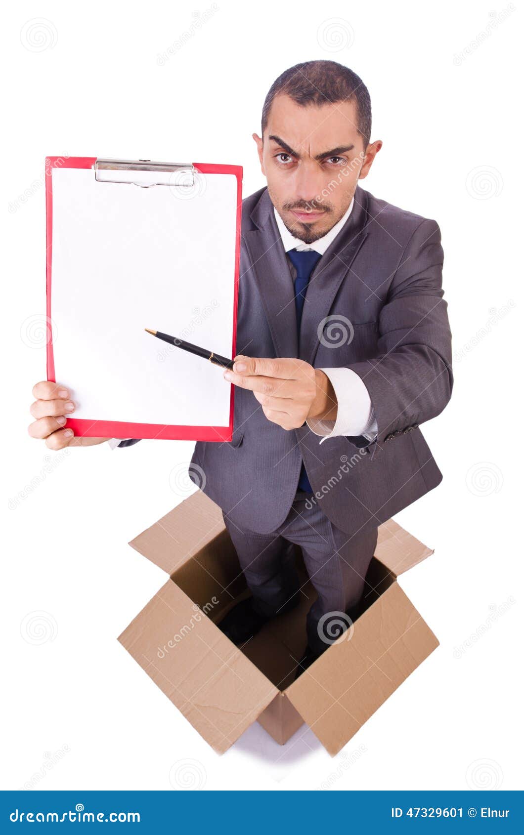 Businessman Standing in the Box Isolated Stock Image - Image of freight ...