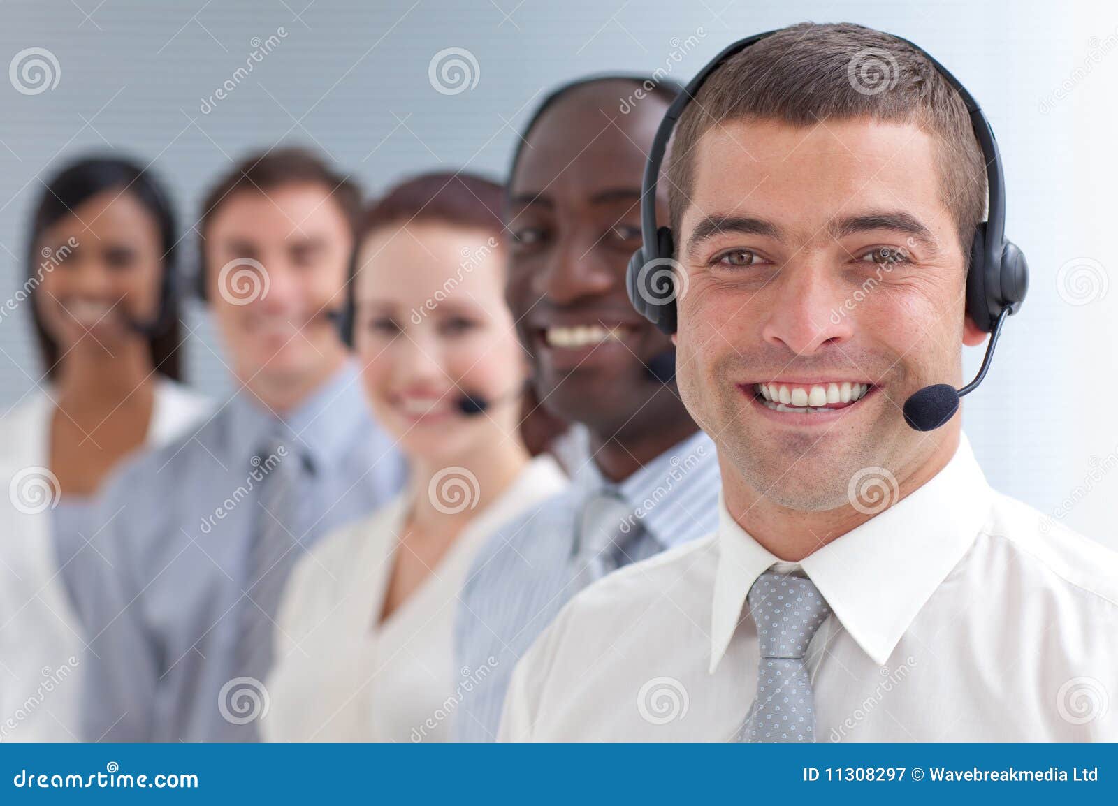 Businessman Standing in a Call Center Stock Image - Image of line ...