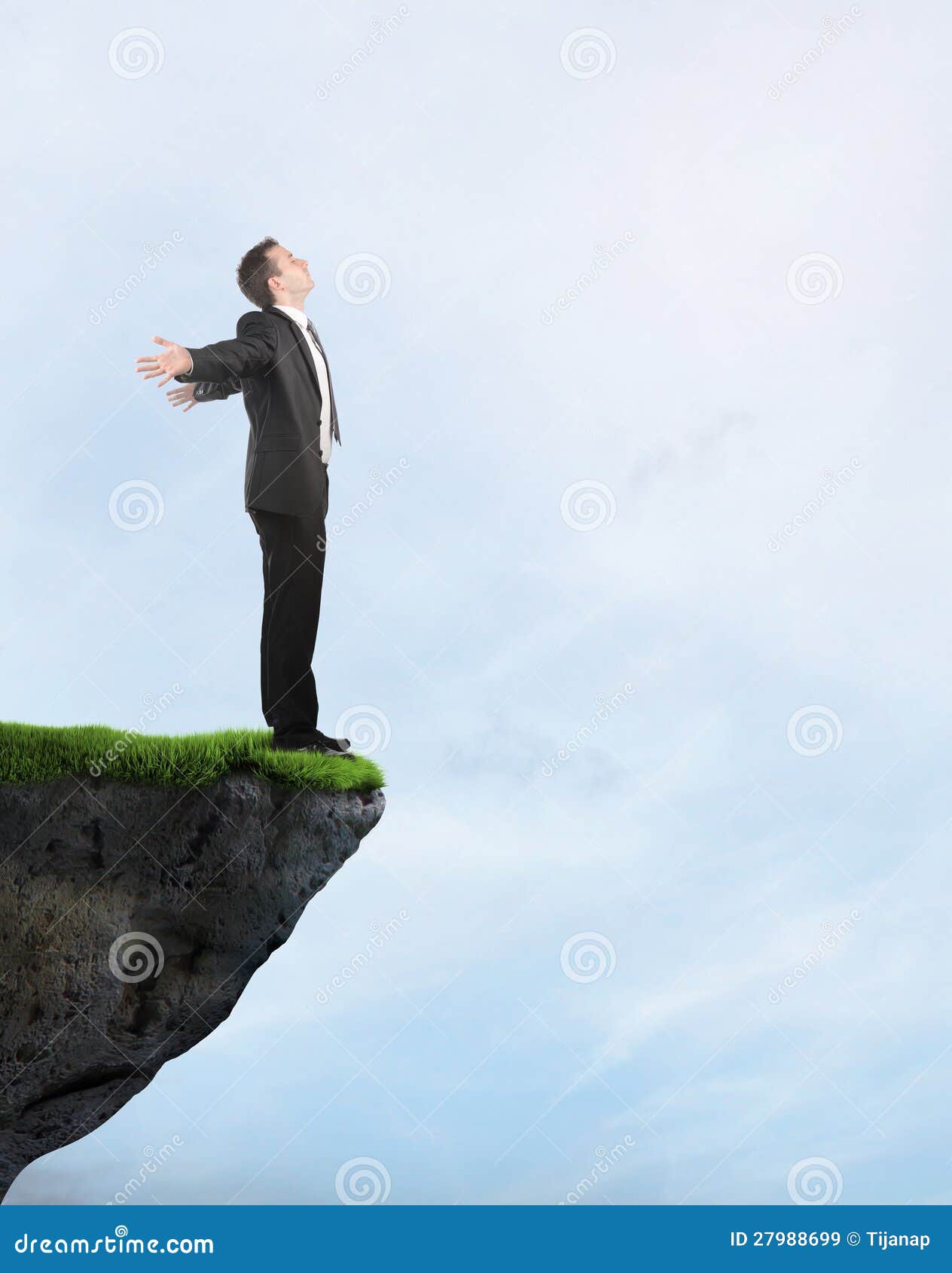 Businessman Standing on the Cliff Stock Image - Image of labor, relax ...