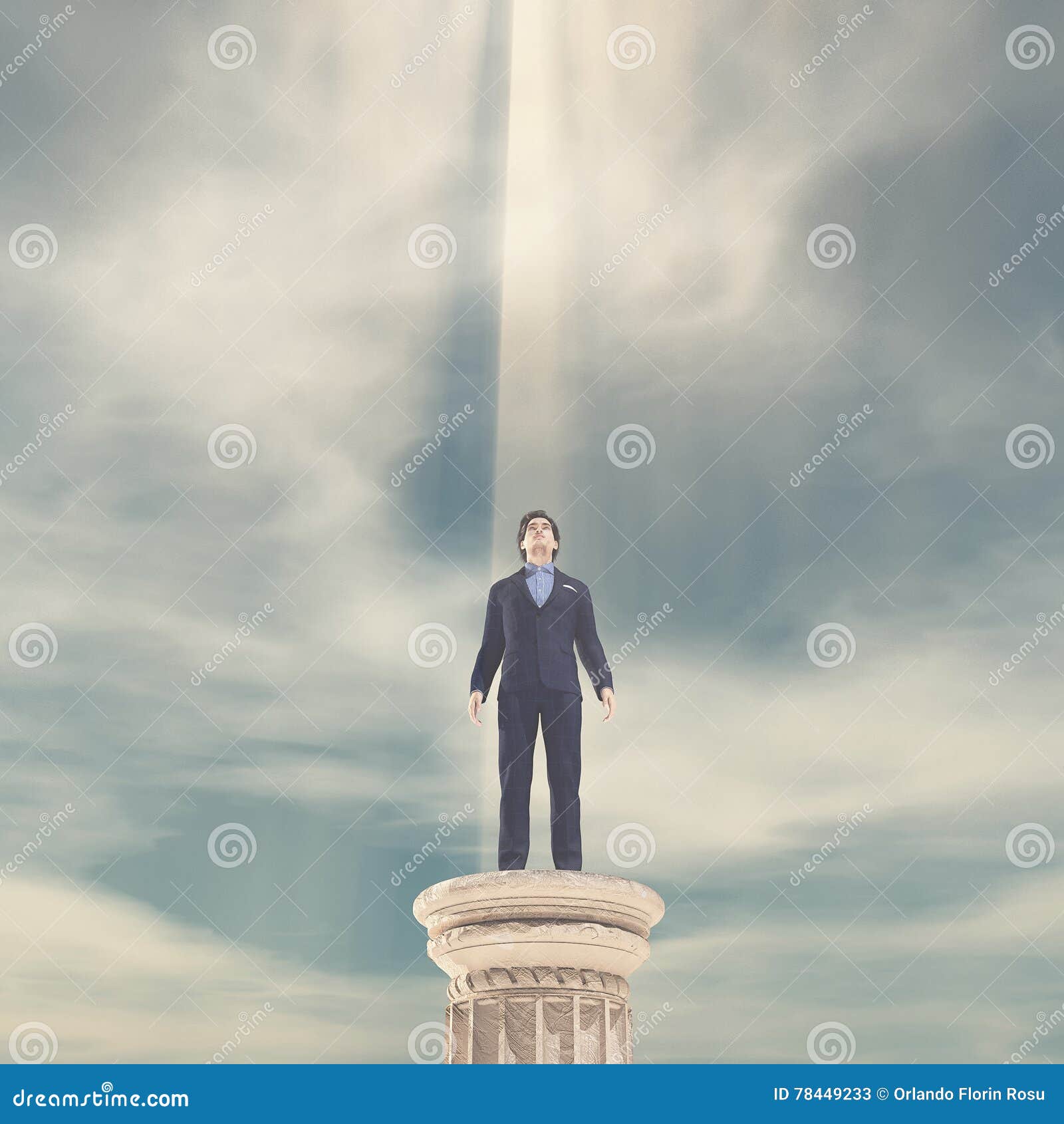 Businessman Standing on a Column Stock Illustration - Illustration of ...