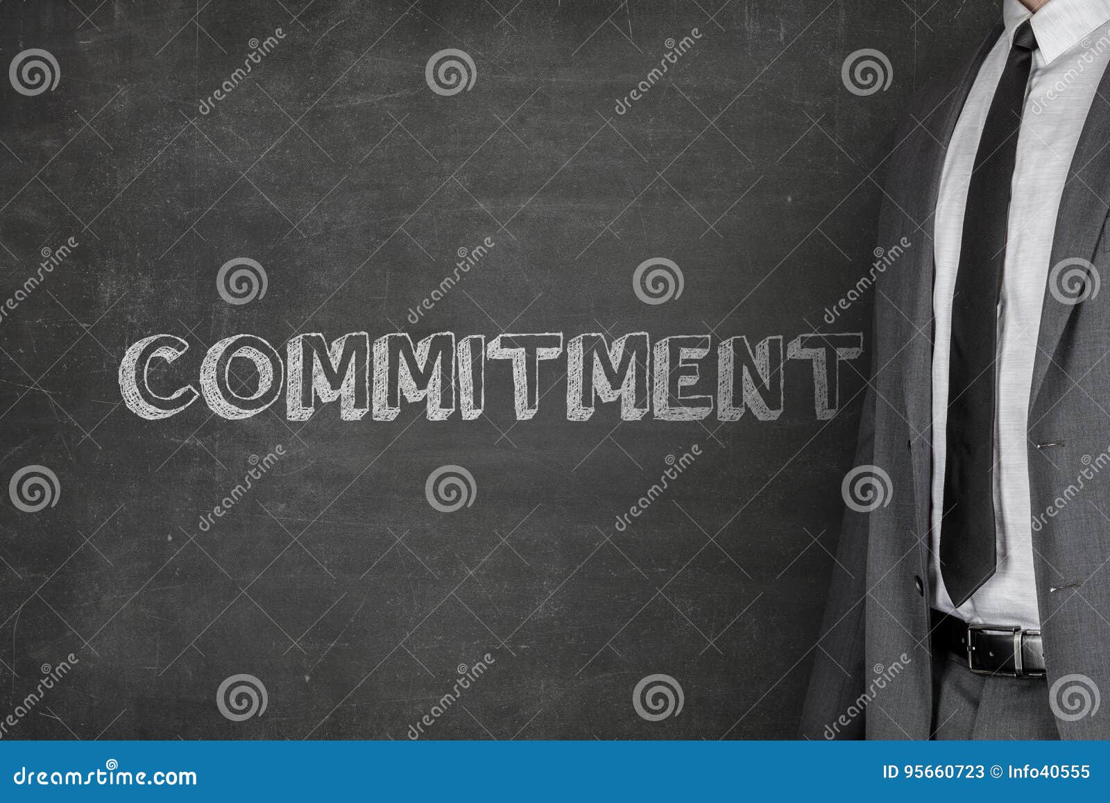 Businessman Standing by Commitment Text on Blackboard Stock Image ...