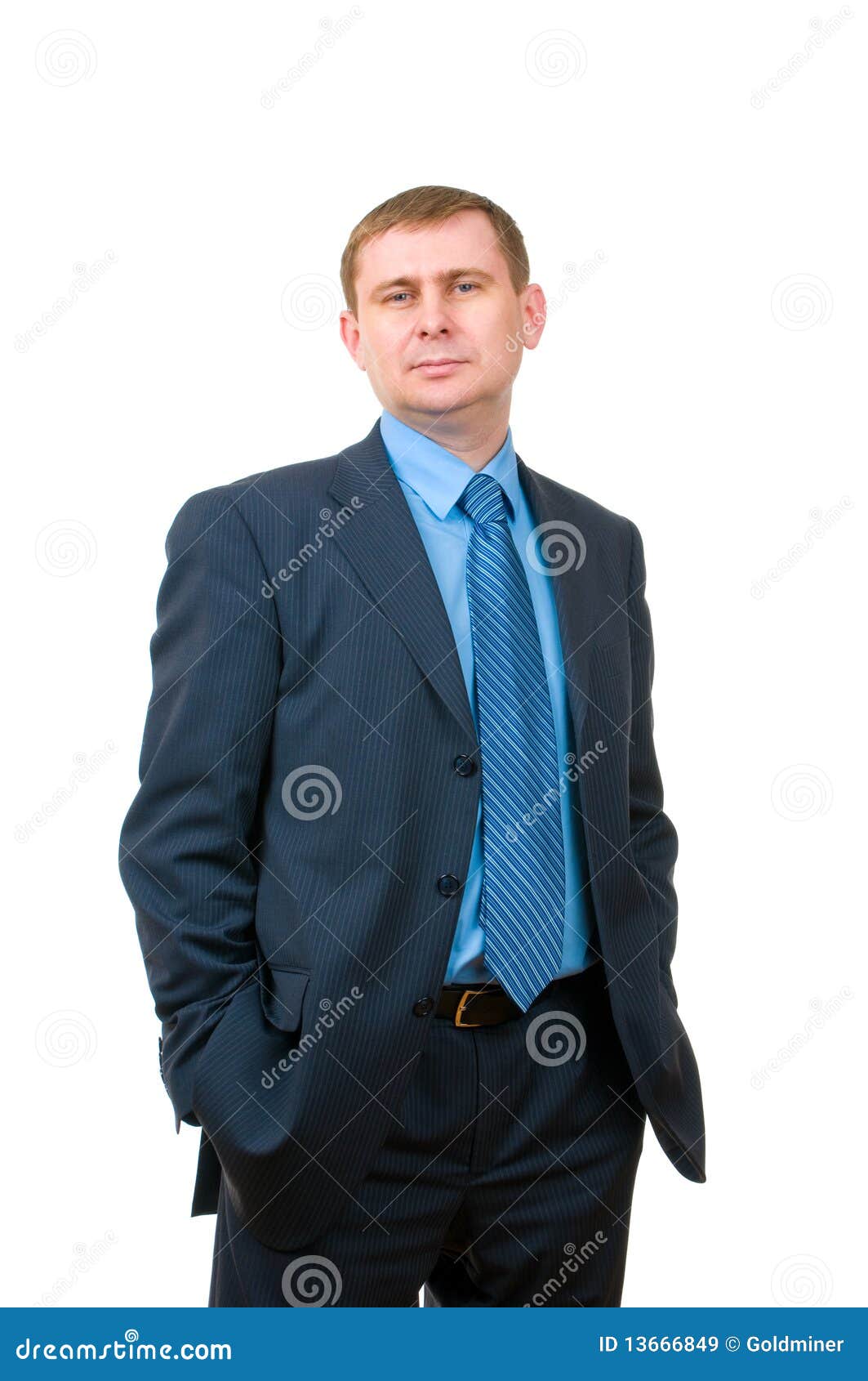Businessman Standing Confidently on White Stock Image - Image of ...