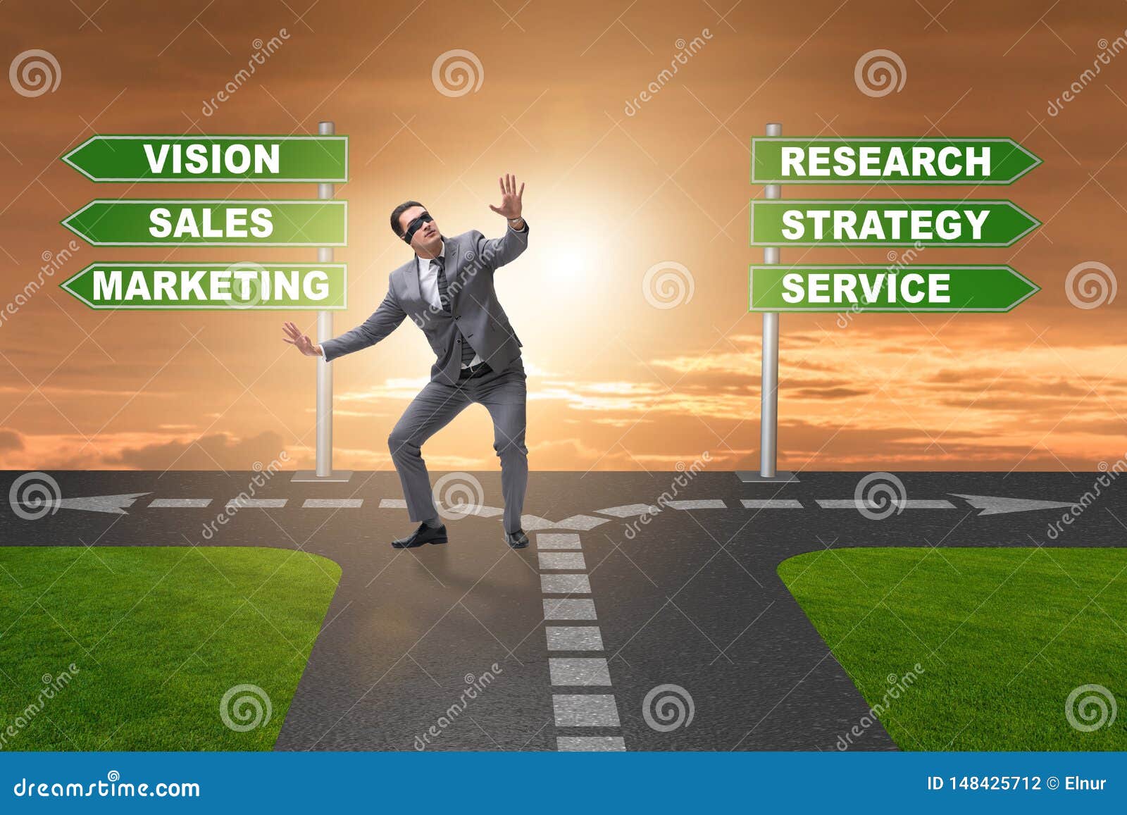 The Businessman Standing at Crossroads of Corporate Strategy Stock ...