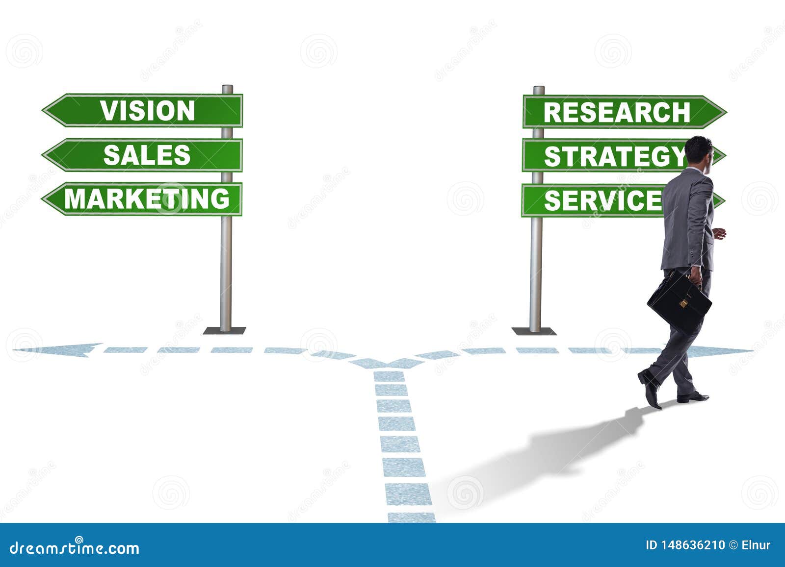 Businessman Standing at Crossroads of Corporate Strategy Stock Photo ...
