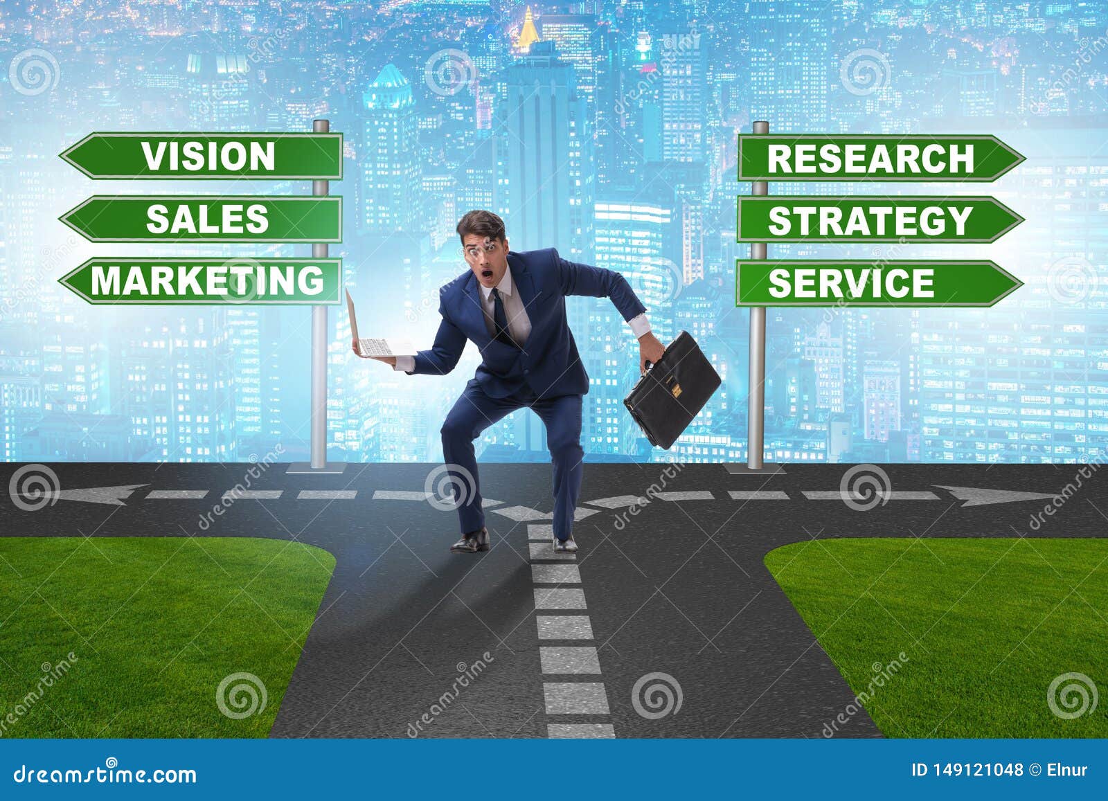 The Businessman Standing at Crossroads of Corporate Strategy Stock ...