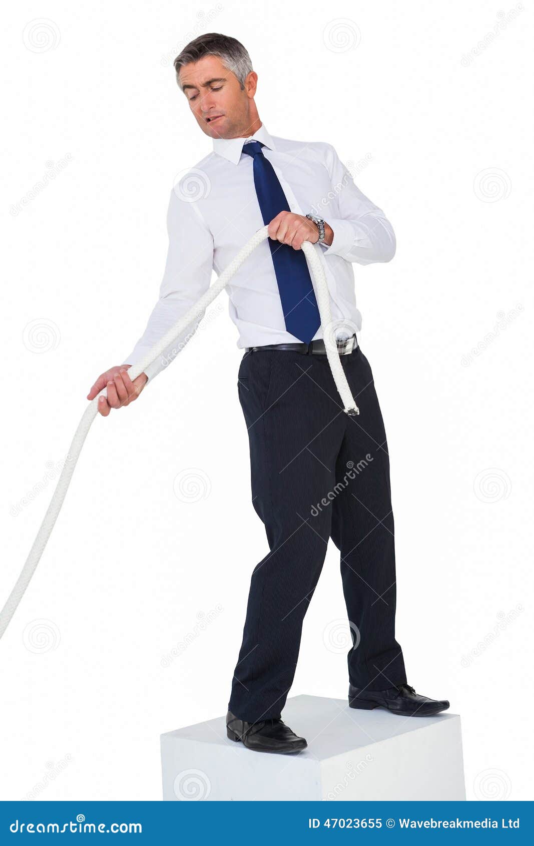 Businessman Standing Cube Pulling Rope Stock Photos - Free & Royalty ...