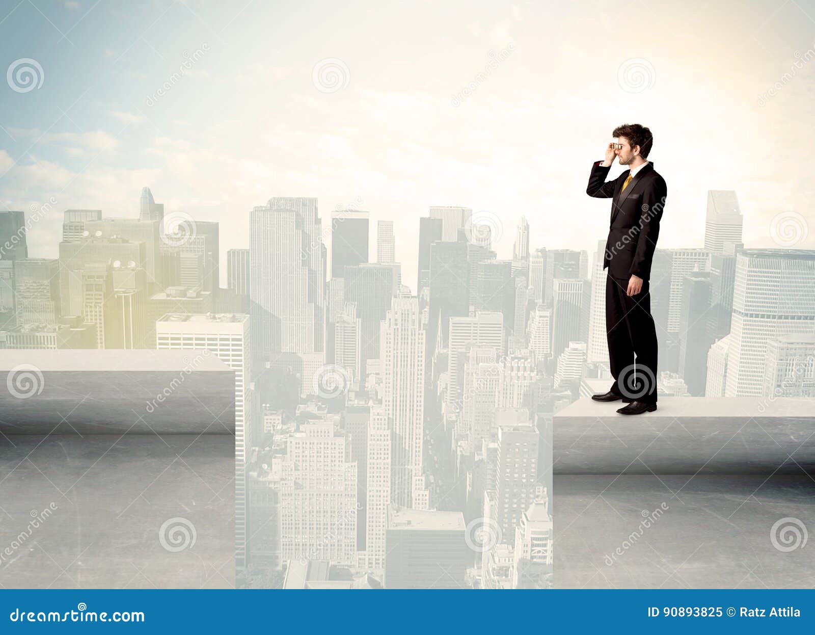 Businessman Standing on the Edge of Rooftop Stock Image - Image of ...
