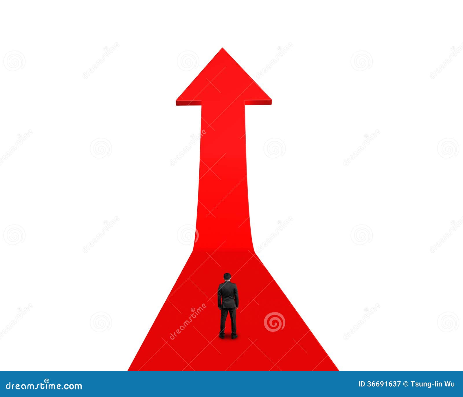 Businessman Standing and Facing Growing Red Arrow Stock Image - Image ...