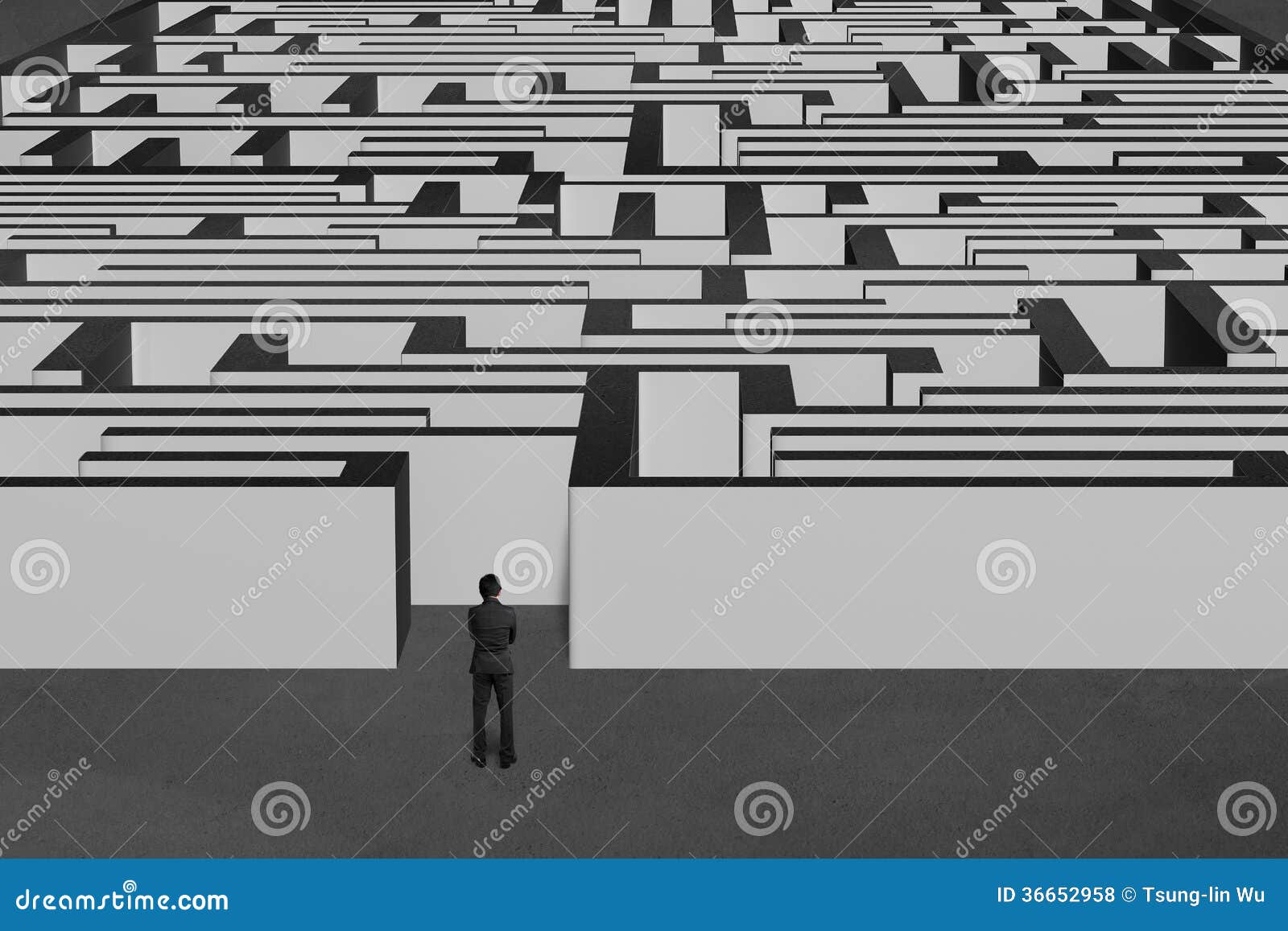 Businessman Standing and Facing Huge Maze Structure Stock Photo - Image ...
