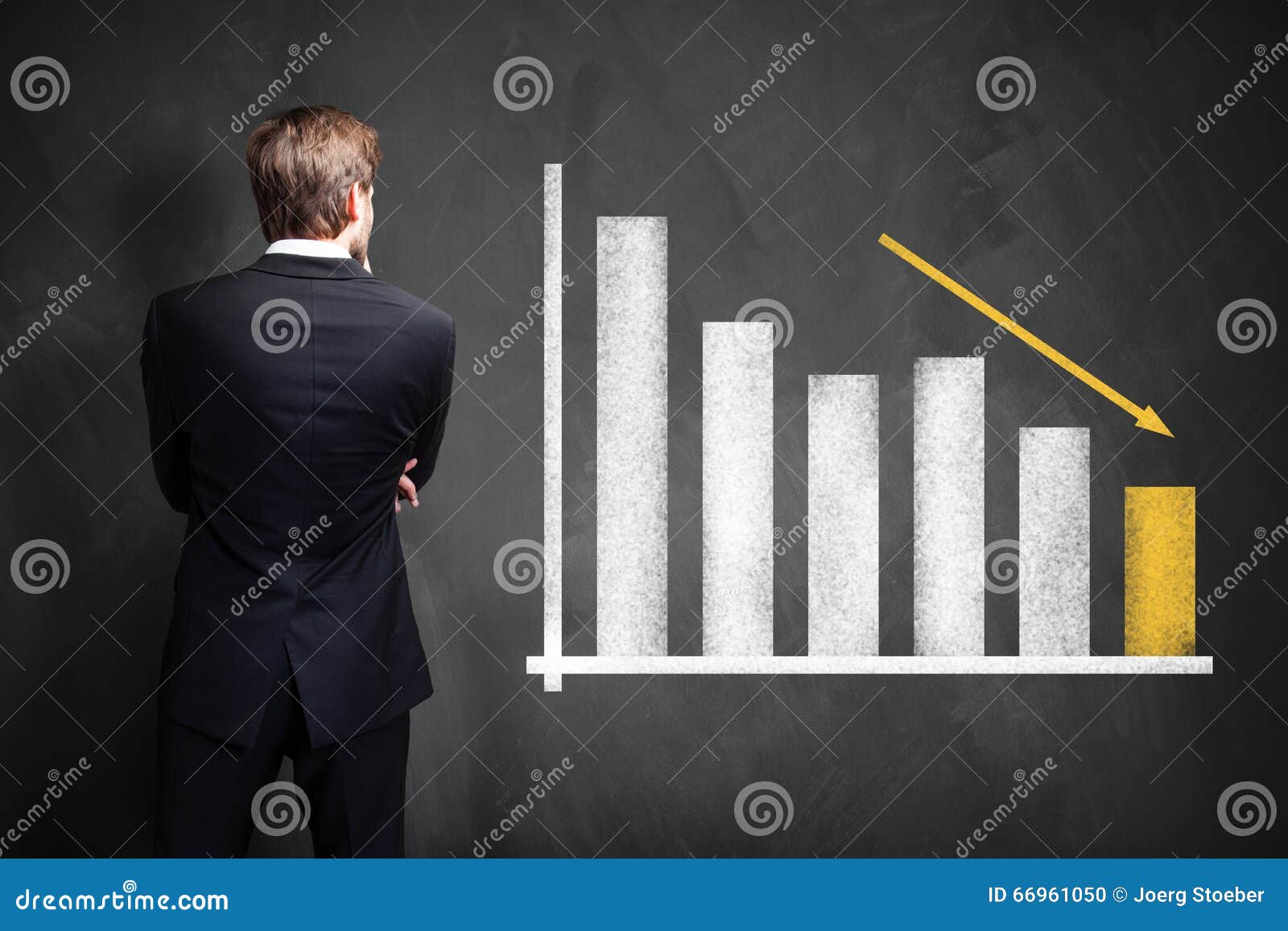 Businessman Standing Front Diagram Decreasing Bars Stock Photos - Free ...