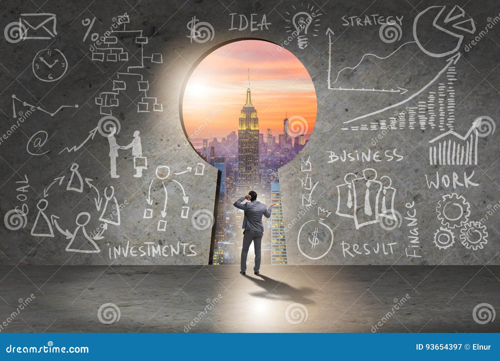 The Businessman Standing in Front of Keyhole Stock Illustration ... The Businessman Standing in Front of Keyhole Stock Illustration ...