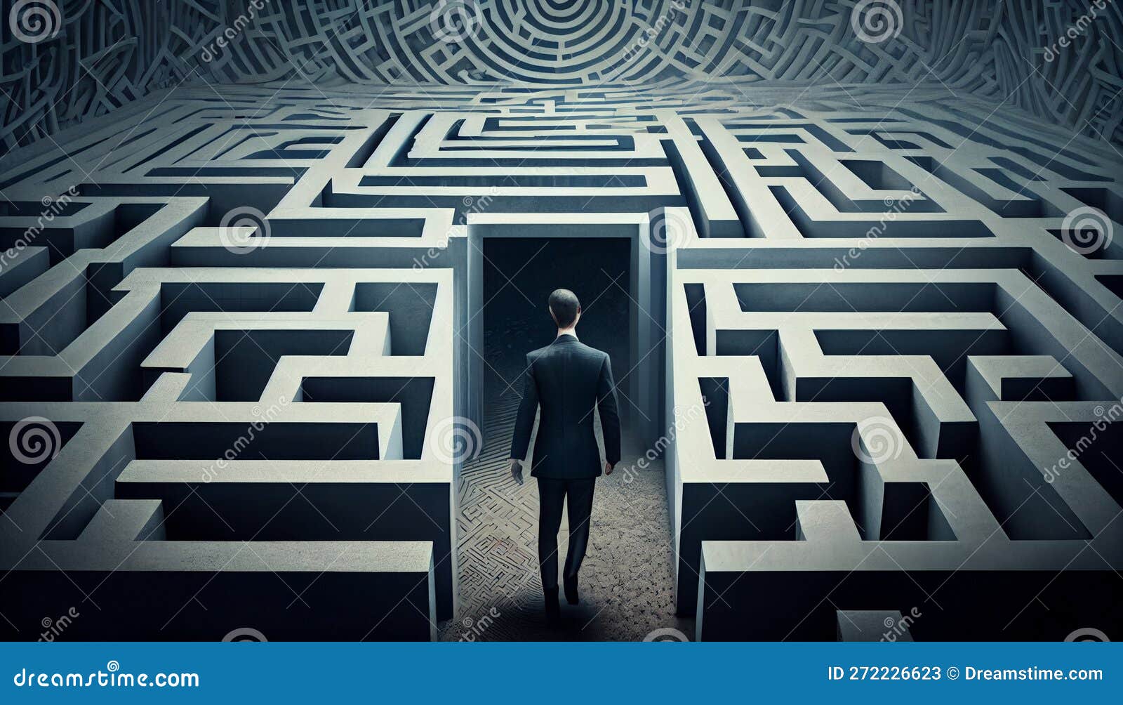 Businessman Standing in Front of a Labyrinth. Generative Ai Stock ...