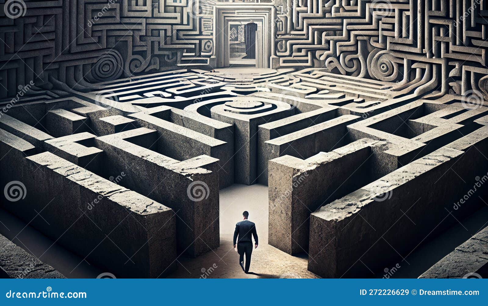 Businessman Standing in Front of a Labyrinth. Generative Ai Stock ...
