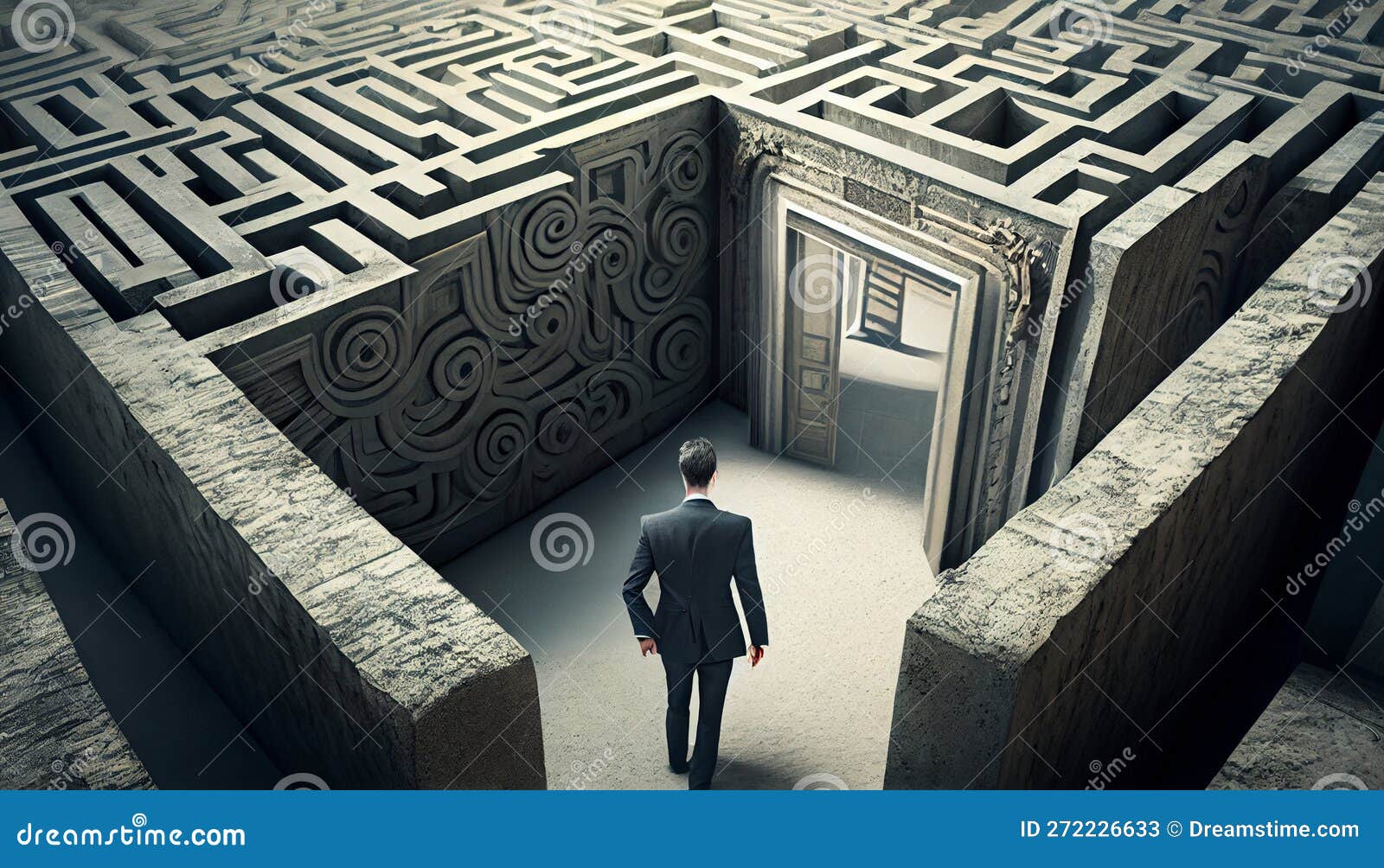 Businessman Standing in Front of a Labyrinth. Generative Ai Stock ...