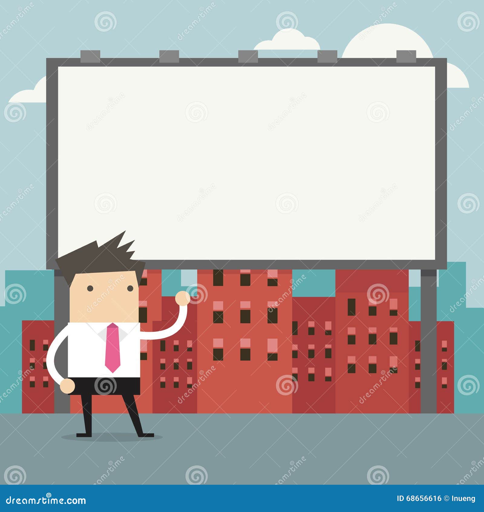 Businessman Standing in Front of a Large Billboard Stock Vector ...