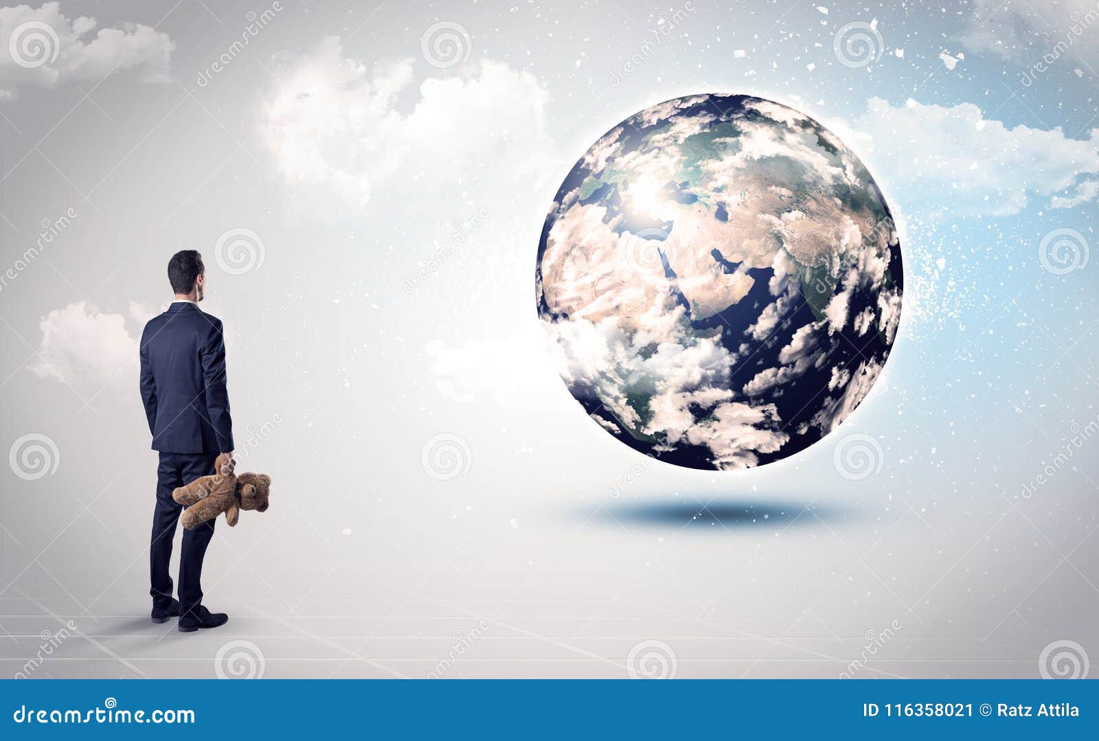 Man Looking at Earth Globe, Courtesy of NASA Stock Image - Image of ...