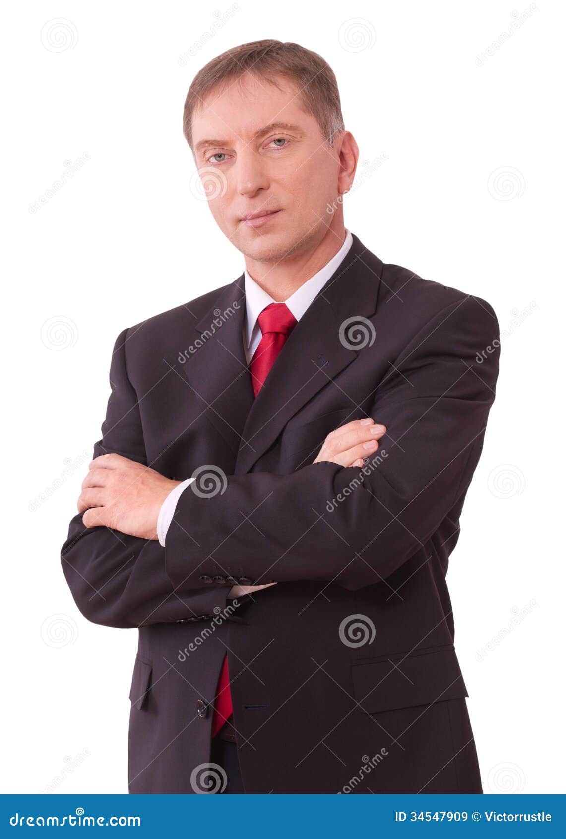 Businessman Standing Isolated on White Stock Image - Image of positive ...