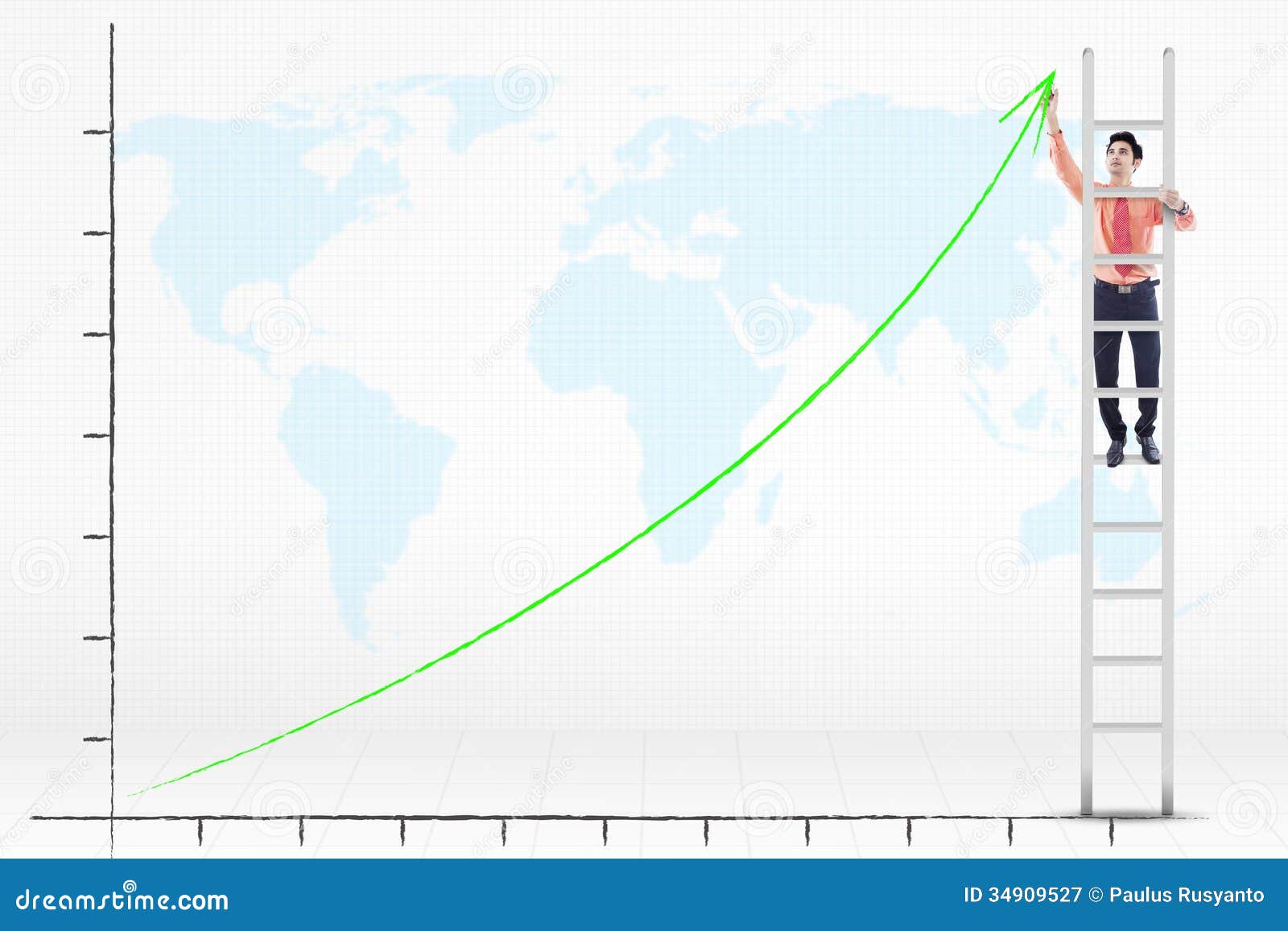Man On Ladder Drawing Charts Stock Photo | CartoonDealer.com #82068516