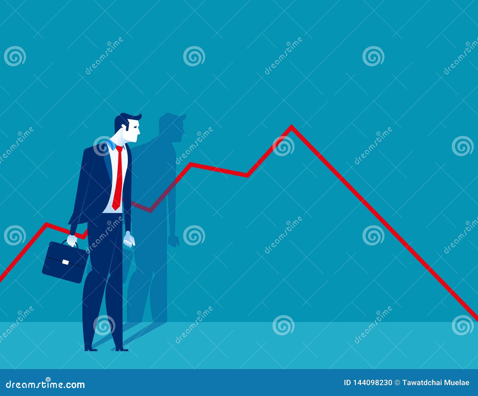 Businessman Standing and Look a Declining Chart. Concept Business ...