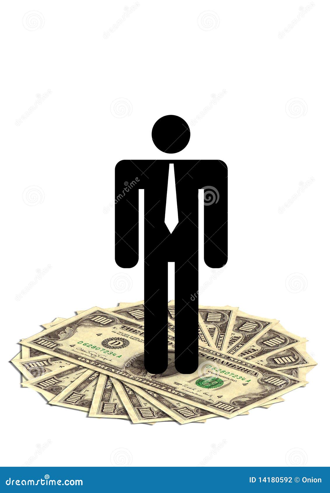 Businessman Standing on Money Stock Illustration - Illustration of ...