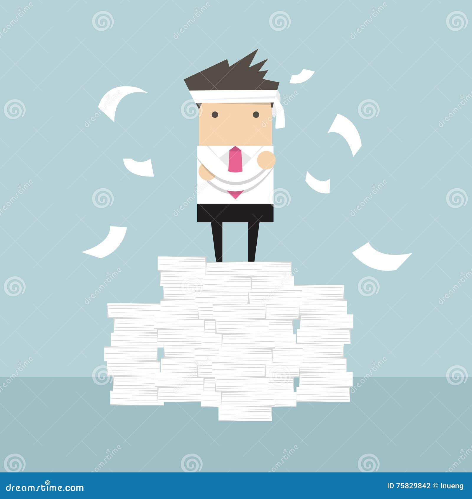 Businessman Standing on Paperwork Stock Vector - Illustration of ...